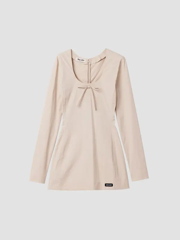 Miu Miu Stretch Poplin Mini Dress - Beige Khaki