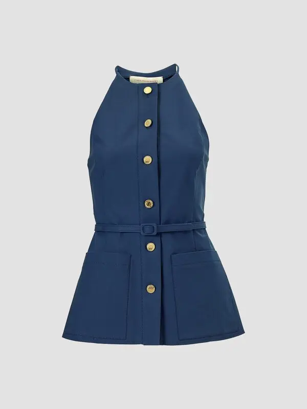 Carolina Herrera Cabana Button-front Sleeveless Top