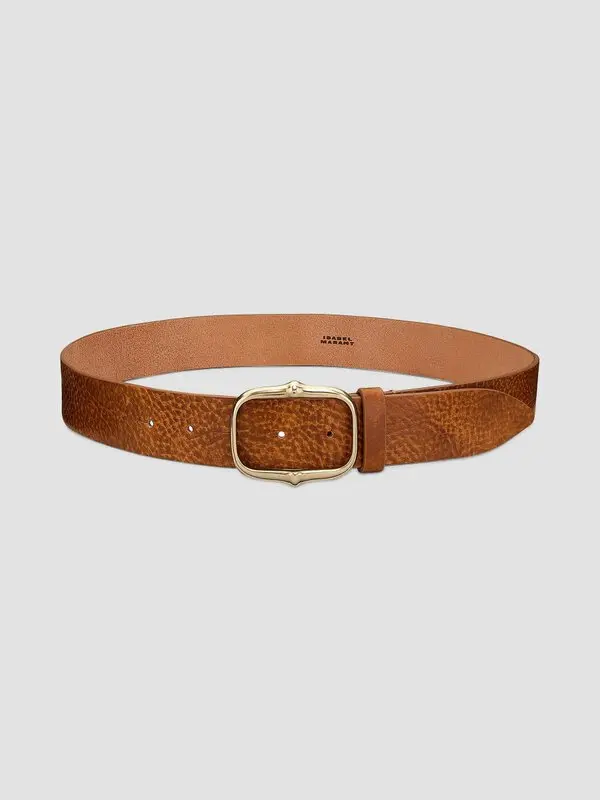 Isabel Marant Étoile Holis Pebbled Leather Belt - Amber