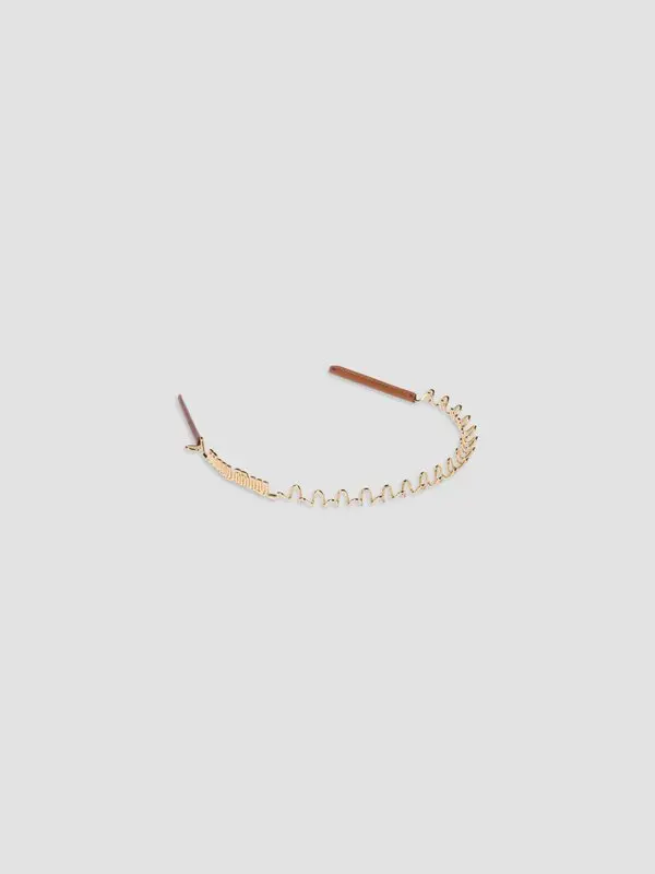 Miu Miu Metal And Leather Headband - Gold