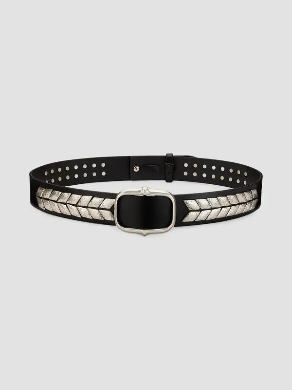 Isabel Marant Étoile Belja Studded Leather Belt - Black Silver