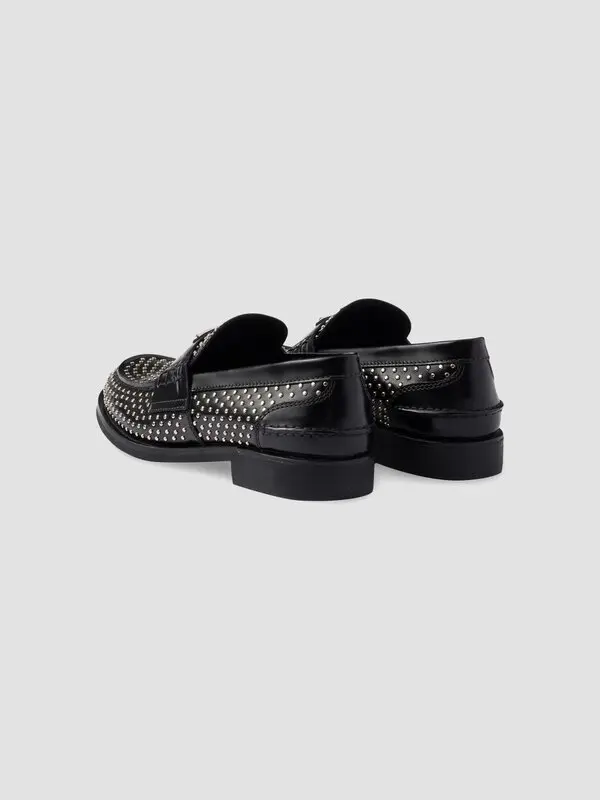 Prada Studded Brushed Leather Loafers