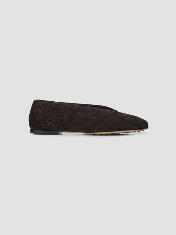 Bottega Veneta Rosa Intrecciato Suede Ballet Flats