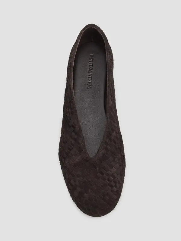 Bottega Veneta Rosa Intrecciato Suede Ballet Flats