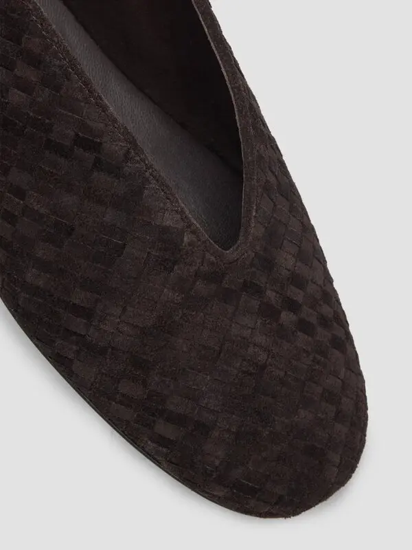 Bottega Veneta Rosa Intrecciato Suede Ballet Flats