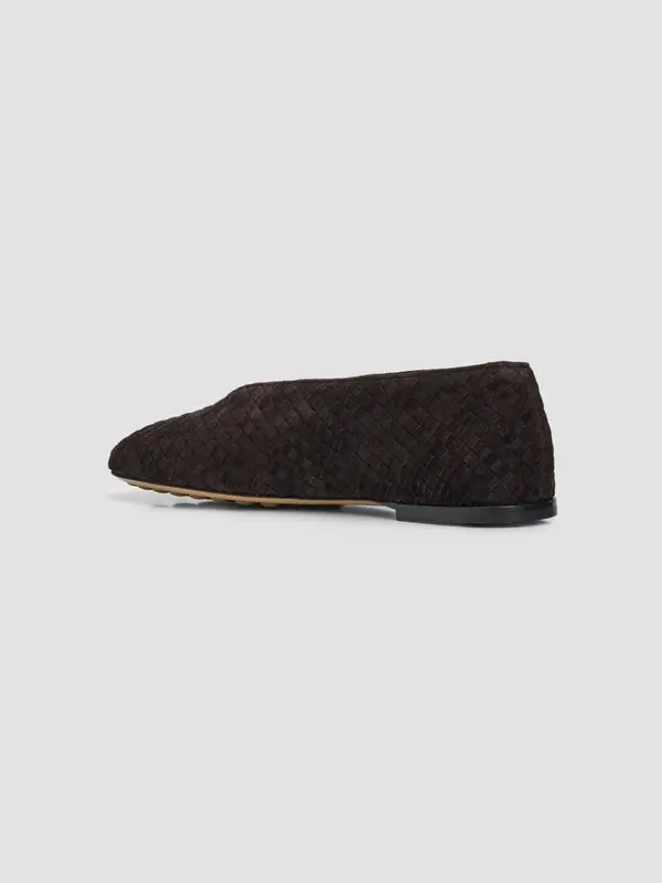 Bottega Veneta Rosa Intrecciato Suede Ballet Flats