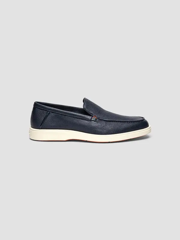 Santoni Detroit Tumbled Leather Loafers - Blue