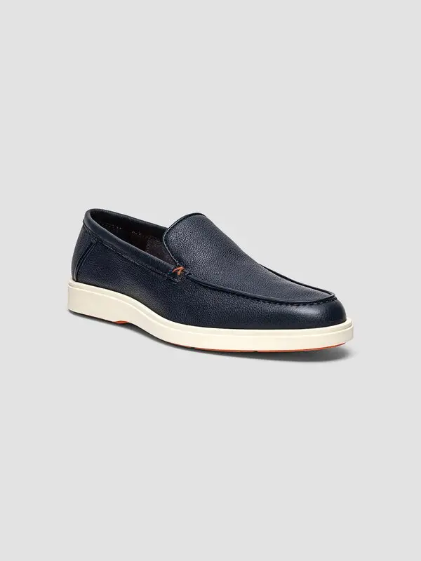 Santoni Detroit Tumbled Leather Loafers - Blue