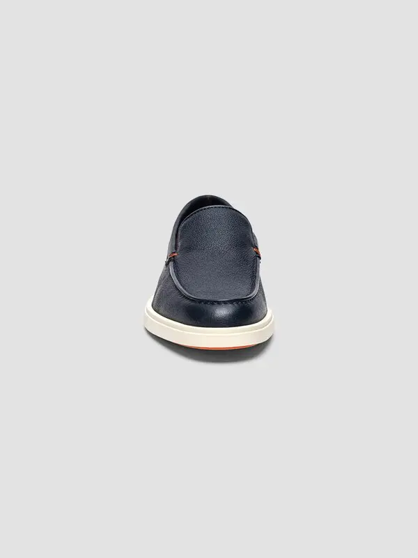 Santoni Detroit Tumbled Leather Loafers - Blue