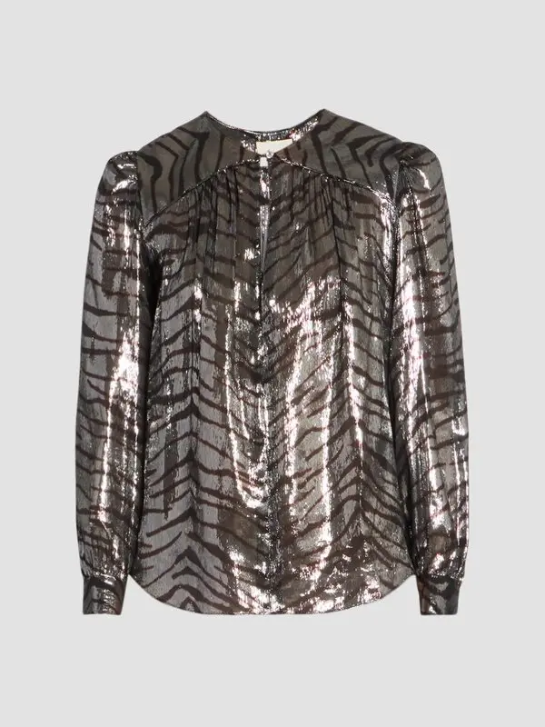 Isabel Marant Étoile Farali Metallic Silk Printed Blouse