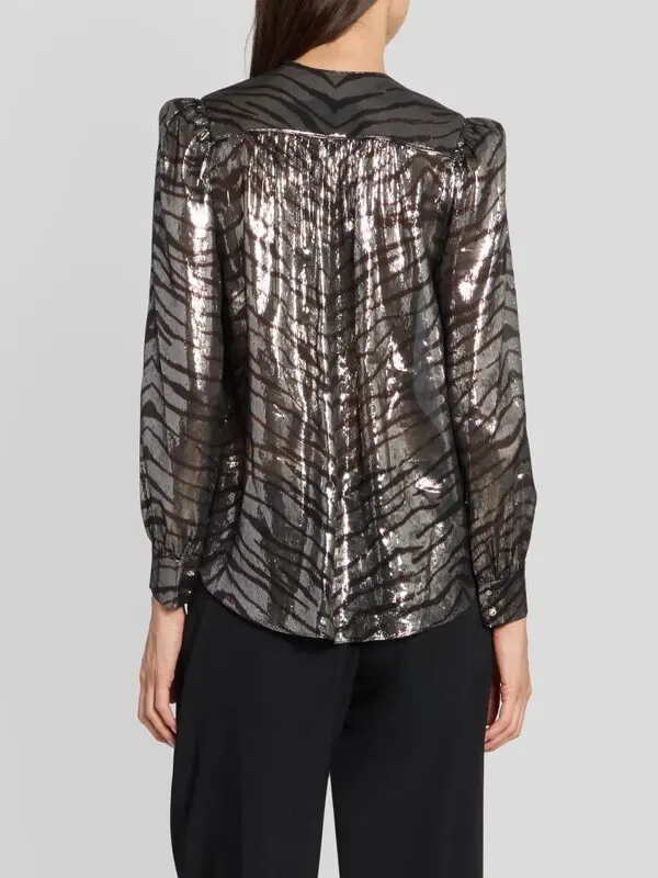 Isabel Marant Étoile Farali Metallic Silk Printed Blouse