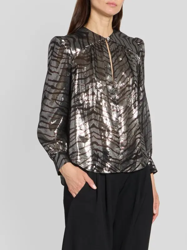 Isabel Marant Étoile Farali Metallic Silk Printed Blouse