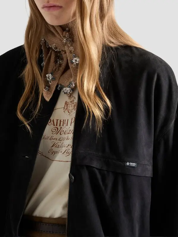Prada Suede Blouson Jacket - Grey