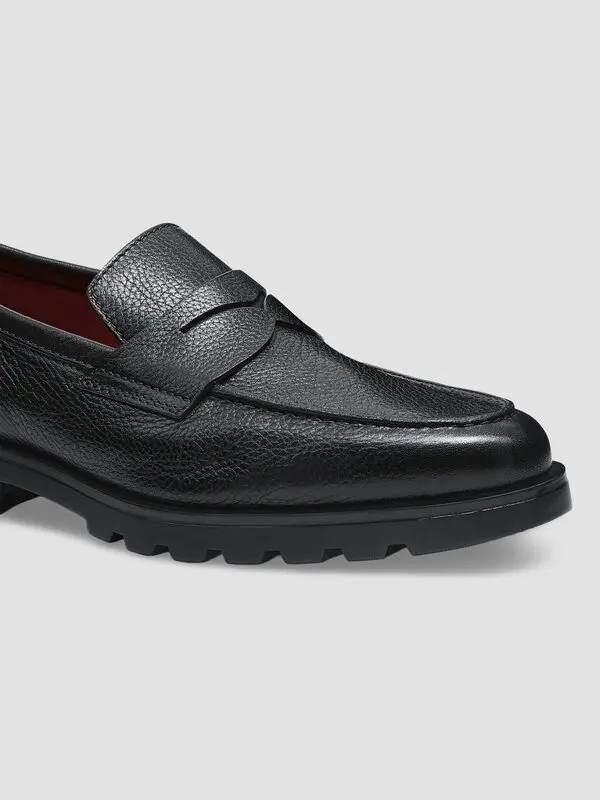 Santoni Rock Lug Sole Leather Penny Loafers