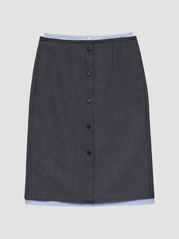 Prada Light Mohair And Chambray Skirt
