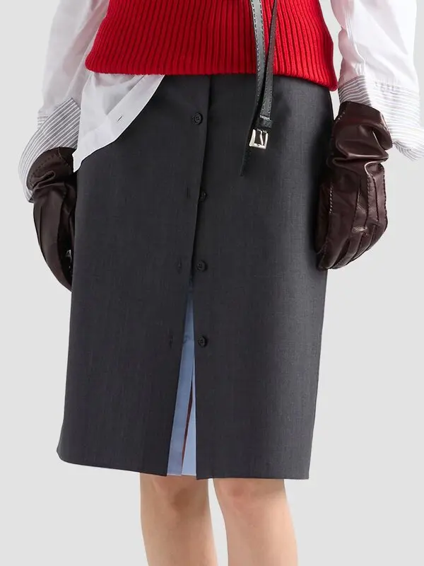 Prada Light Mohair And Chambray Skirt