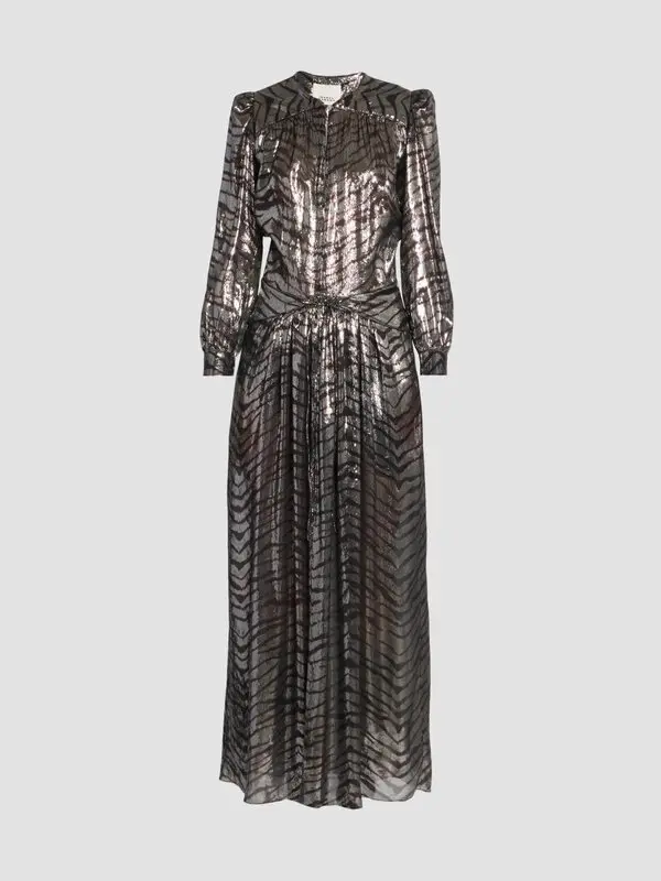 Isabel Marant Étoile Felby Metallic Zebra Silk-blend Maxi Dress