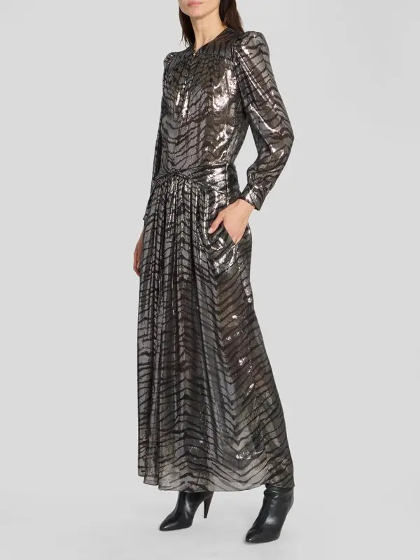 Isabel Marant Étoile Felby Metallic Zebra Silk-blend Maxi Dress