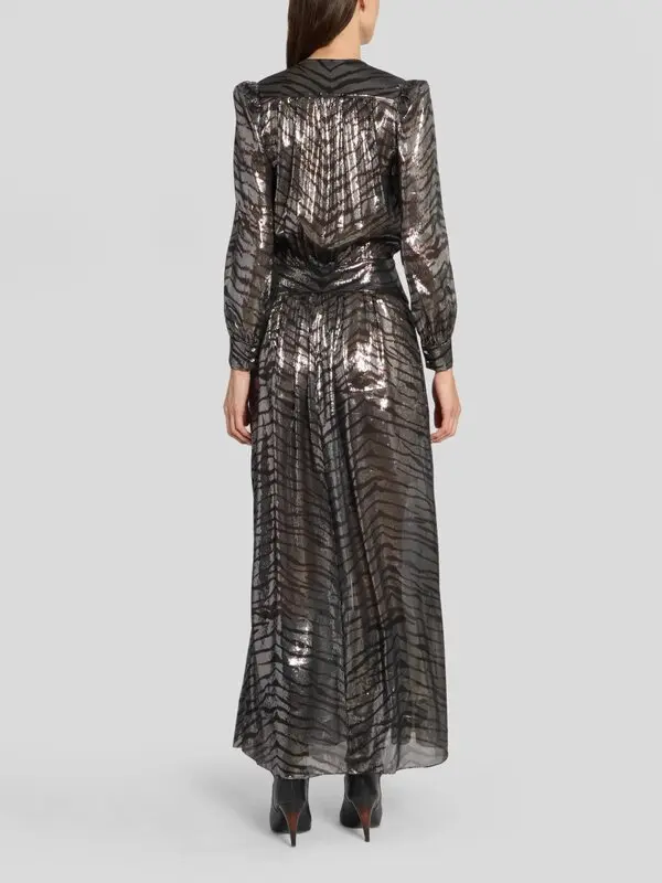 Isabel Marant Étoile Felby Metallic Zebra Silk-blend Maxi Dress