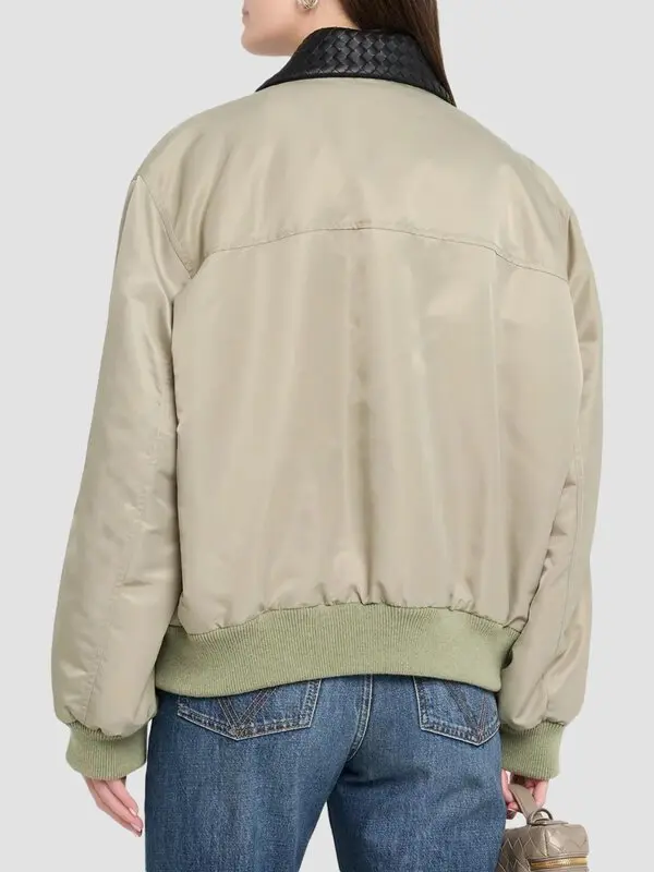 Bottega Veneta Intercciato Leather Collar Jacket
