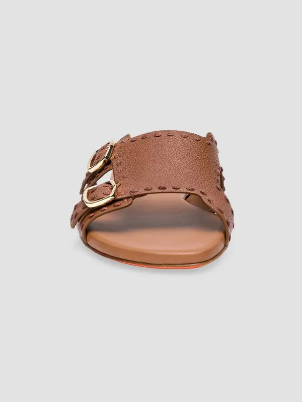 Santoni Leather Buckle Slip-on Sandals
