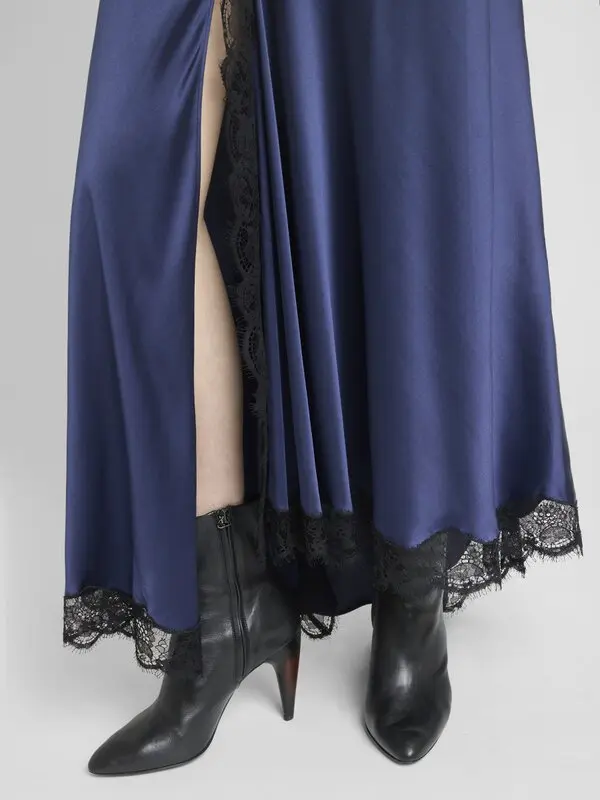 Isabel Marant Étoile Alexandra Silk Slip Maxi Skirt - Midnight