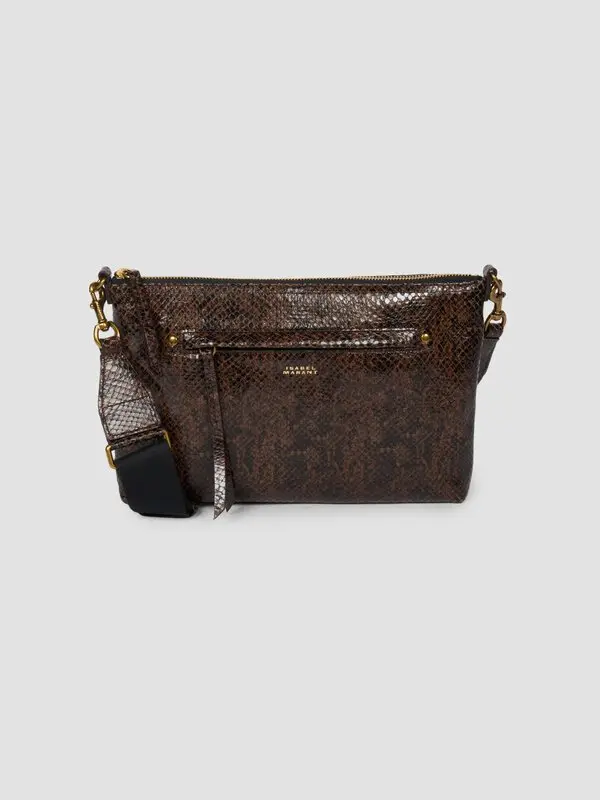 Isabel Marant Étoile Nessah Python-embossed Leather Shoulder Bag - Mocha