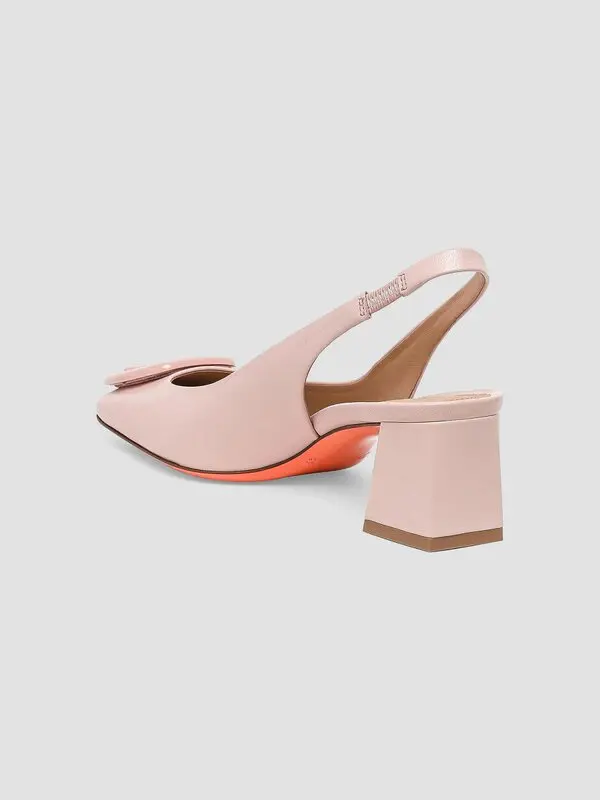 Santoni Lemon 50mm Buckle-detailed Leather Slingback Pumps