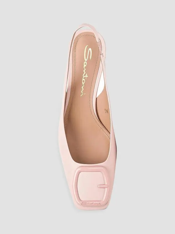 Santoni Lemon 50mm Buckle-detailed Leather Slingback Pumps