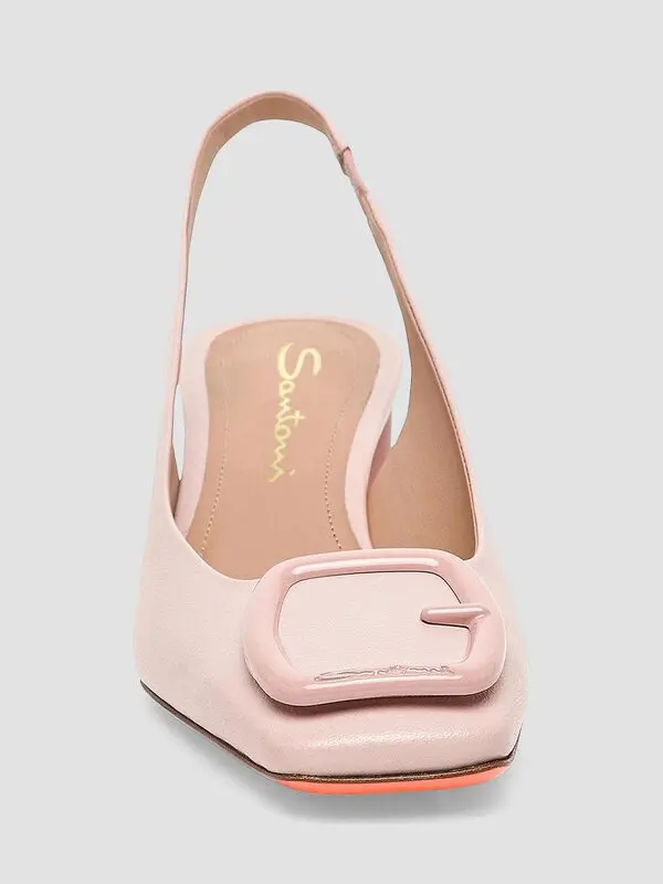 Santoni Lemon 50mm Buckle-detailed Leather Slingback Pumps