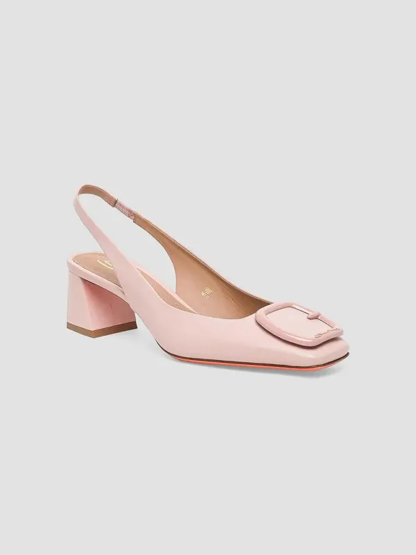Santoni Lemon 50mm Buckle-detailed Leather Slingback Pumps