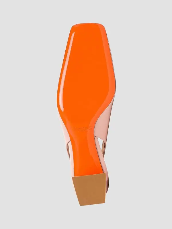 Santoni Lemon 50mm Buckle-detailed Leather Slingback Pumps