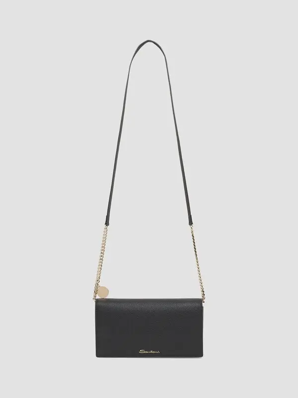 Santoni Wallet-on-chain Leather Crossbody Bag - Black