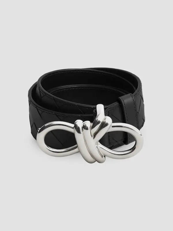 Bottega Veneta Andiamo Knot-belt Leather Belt - Black Silver
