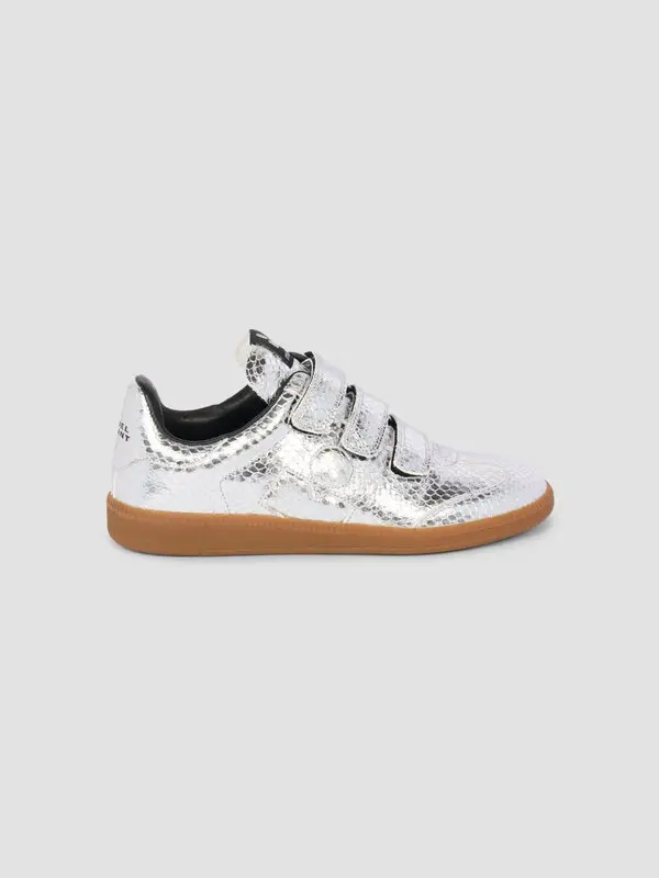 Isabel Marant Étoile Beth Snake-embossed Leather Low-top Sneakers - Silver