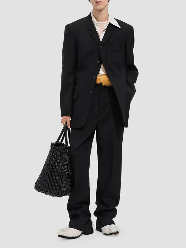 Bottega Veneta Split-back Wool Grain De Poudre Trousers