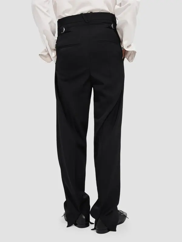 Bottega Veneta Split-back Wool Grain De Poudre Trousers