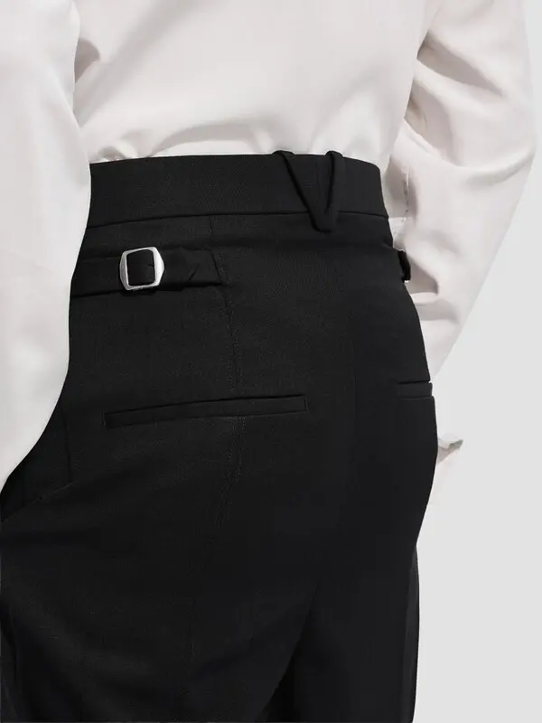Bottega Veneta Split-back Wool Grain De Poudre Trousers