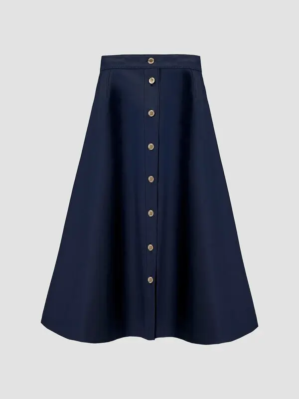 Carolina Herrera Cabana Button-front Stretch-cotton Midi-skirt