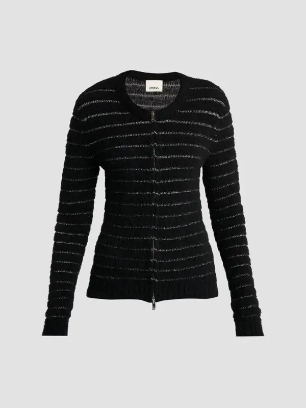 Isabel Marant Étoile Seona Metallic Stripe Full-zip Cardigan - Black Silver