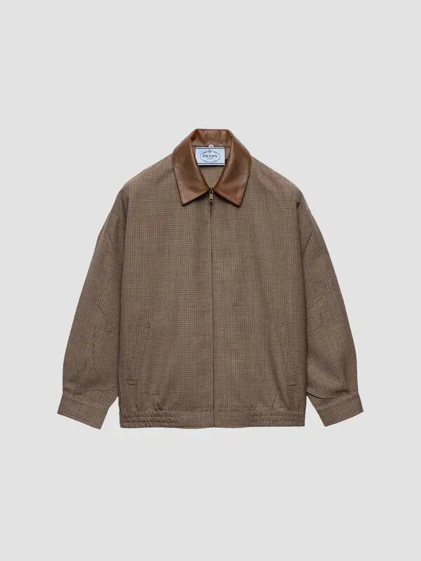 Prada Houndstooth Wool Blouson Jacket