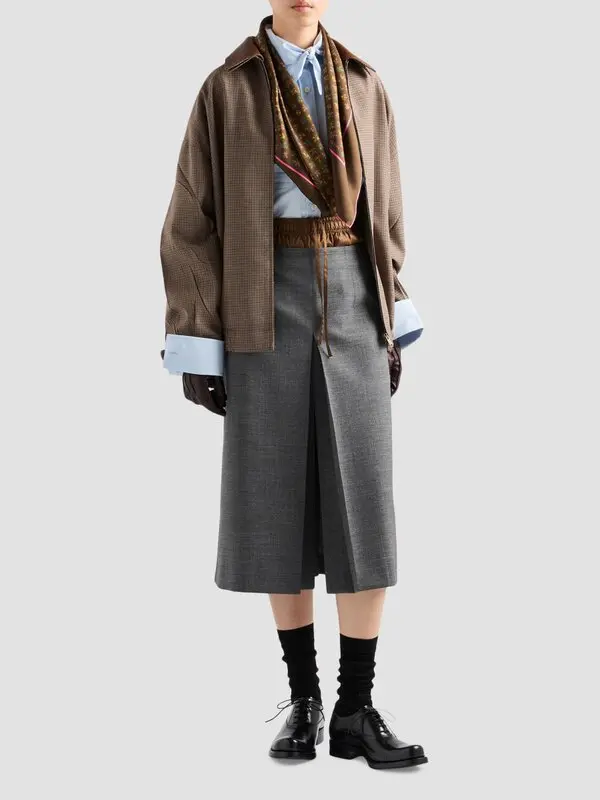 Prada Houndstooth Wool Blouson Jacket
