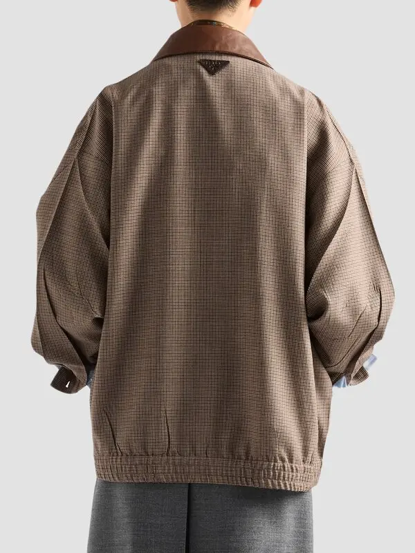 Prada Houndstooth Wool Blouson Jacket