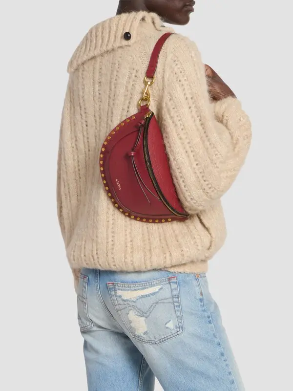 Isabel Marant Étoile Skano Studded Leather Shoulder Bag - Dark Red