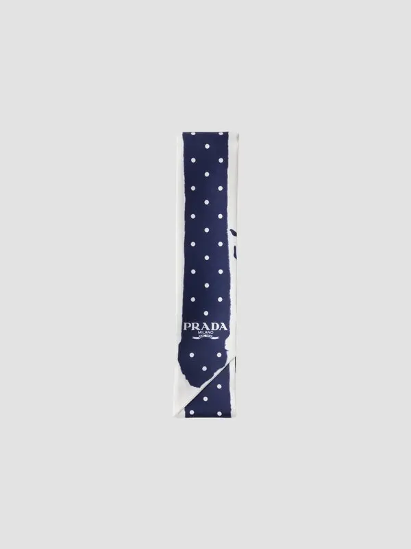 Prada Printed Twill Skinny Scarf - Blue Multi