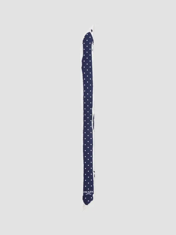 Prada Printed Twill Skinny Scarf