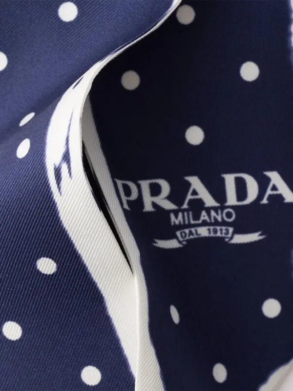 Prada Printed Twill Skinny Scarf