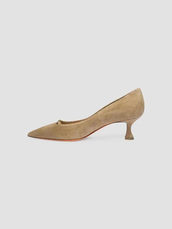 Santoni Sabine 55mm Suede Pumps - Beige