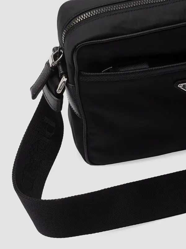 Prada Re-nylon And Saffiano Shoulder Bag - Black