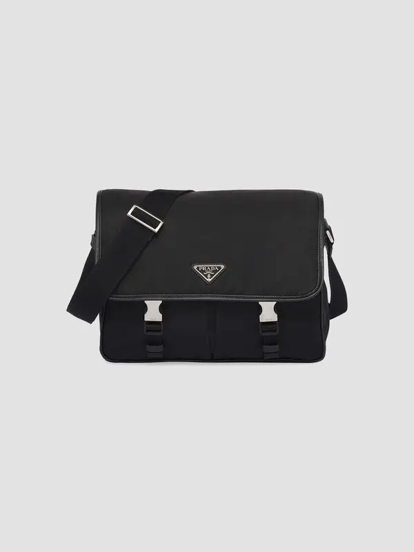 Prada Re-nylon And Saffiano Shoulder Bag - Black